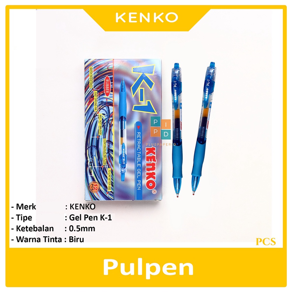 Jual KENKO - K1 Biru Pulpen Varian Gel Pen 0.5mm - PCS | Shopee Indonesia