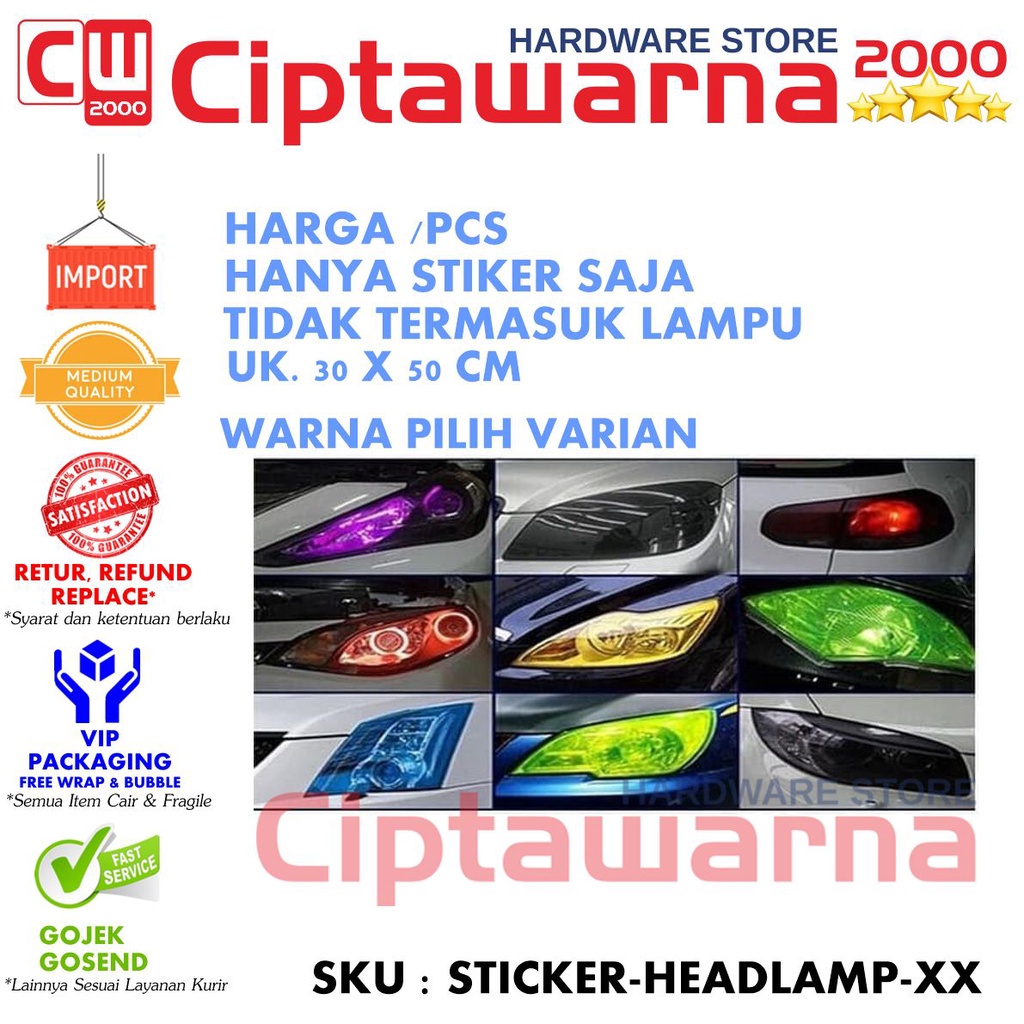Jual Sticker Per Lembar 30cm X 50cm STIKER Headlamp Lampu Mobil Dan ...