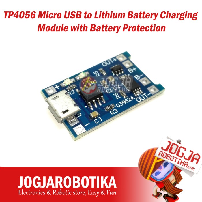 Jual TP4056 Micro USB to Lithium Battery Charging Module+Battery ...