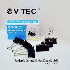 Jual V-TEC BINDER CLIP ( JEPIT KERTAS HITAM BESAR ) NO 260 | Shopee ...