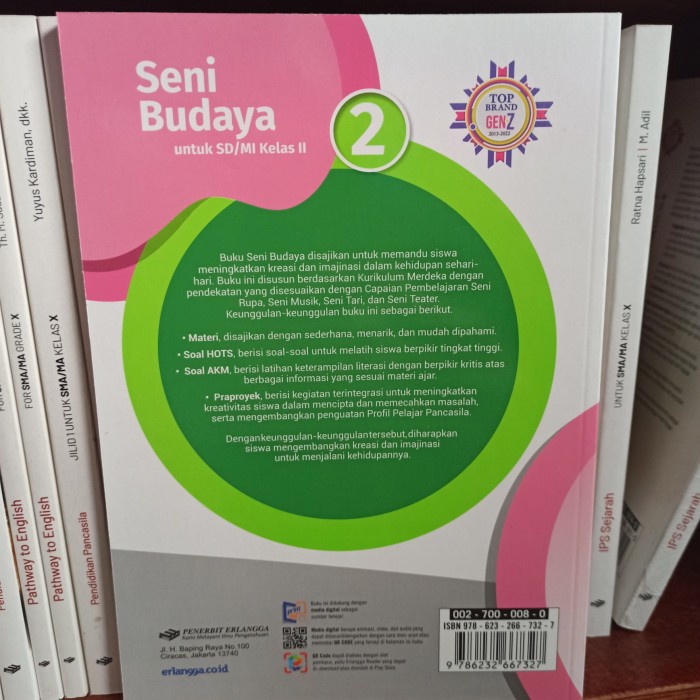 Jual BUKU SENI BUDAYA KELAS 2 SD ERLANGGA KURIKULUM MERDEKA | Shopee Indonesia