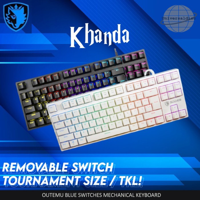 Jual Keyboard Sades Khanda Mechanical RGB TKL Removable - Hitam, Red ...