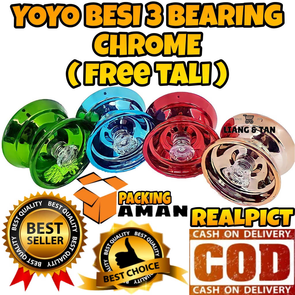Jual mainan yoyo 3 bearing chrome original impor besi hobi & koleksi ...