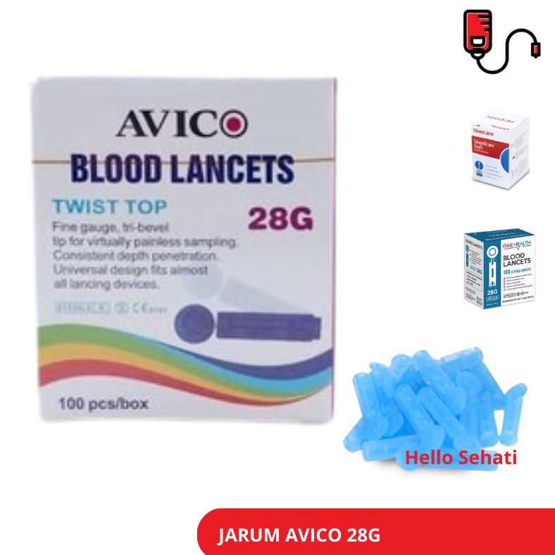 Jual Lancet Blood Avico Jarum 28G Ambil Darah Cek Gula Kolesterol Asam ...