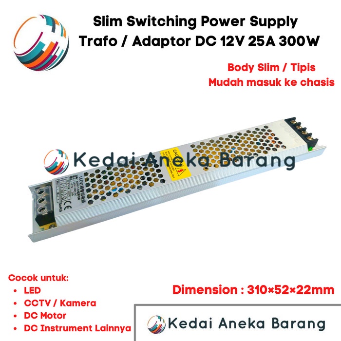 Jual Slim Power Supply PSU Tipis Trafo 12V 25A 300W 12 Volt 25 Ampere | Shopee Indonesia