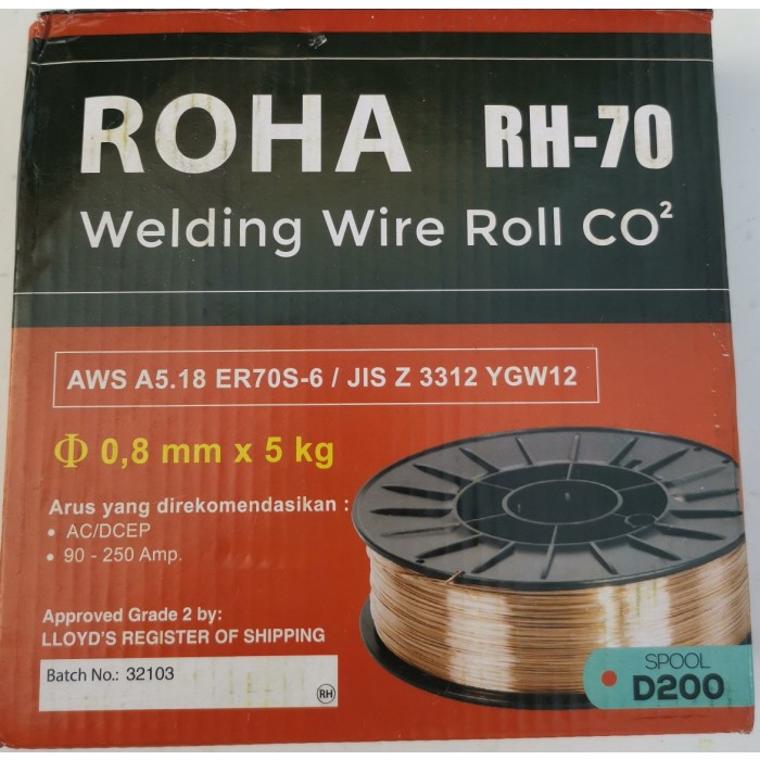 Jual Kawat Las CO 0.8mm 5 kg ER70S ROHA CO2 MIG Wire 0.8 mm 5 Kg SOLID ...