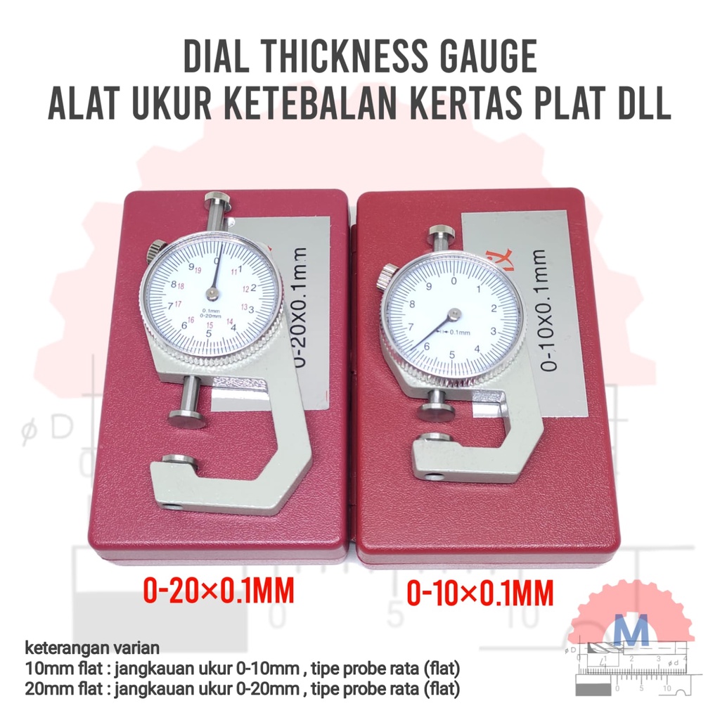 Jual MCH alat ukur Ketebalan kertas kulit dial thickness gauge 10mm ...