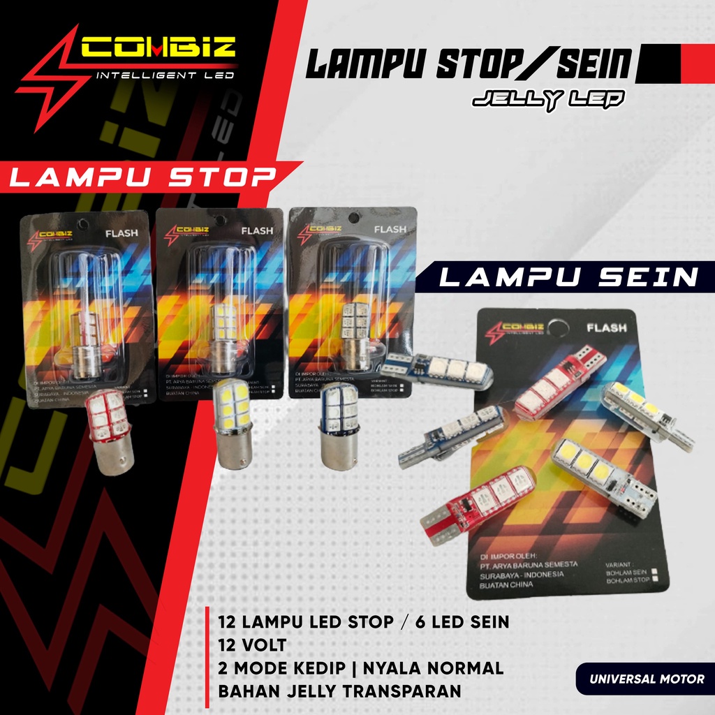 Jual COMBIZ LED Lampu Stop LED 12 Mata Lampu Sein 6 Mata 2 Mode Flash ...