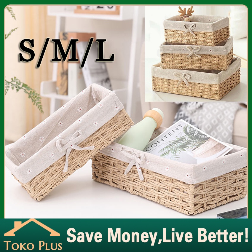 Jual Natural Kotak Rotan Storage Rattan With Handle & Basket Liner ...