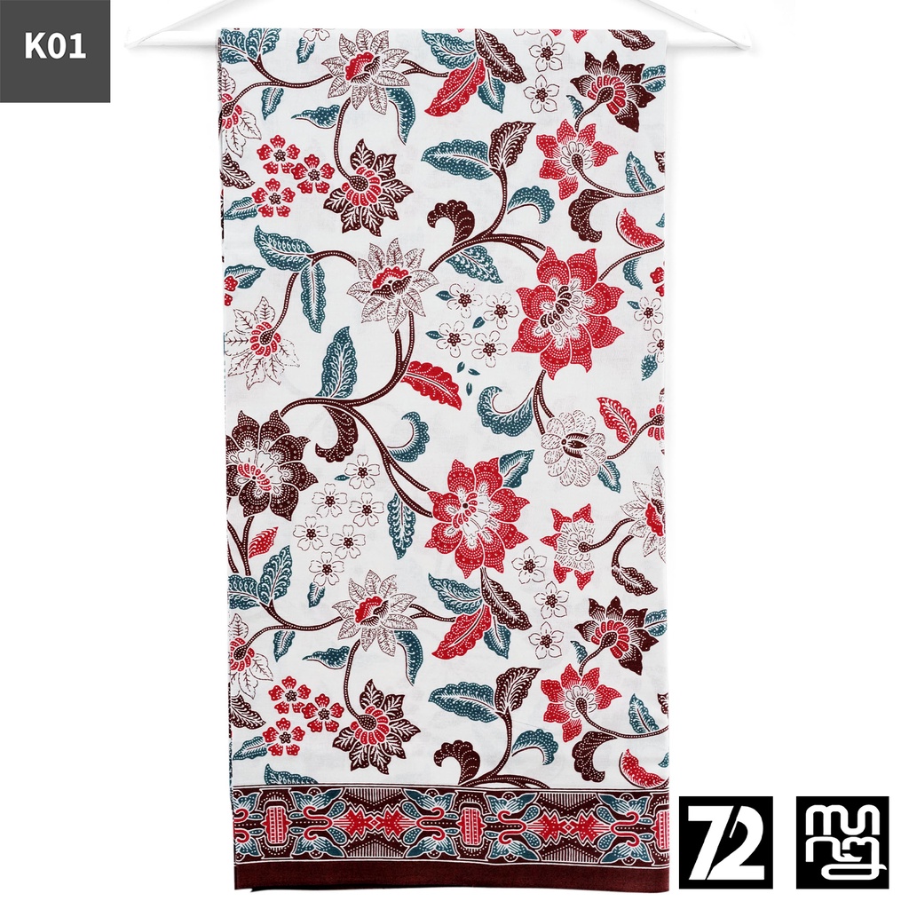 Jual KAIN BATIK KATUN Premium Motif Kembang Warna Putih Merah Burgundy ...