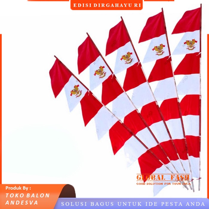 Jual Bendera Umbul Umbul Merah garuda Putih zig zag / bendera HUT garuda agustus / bendera tiang ...