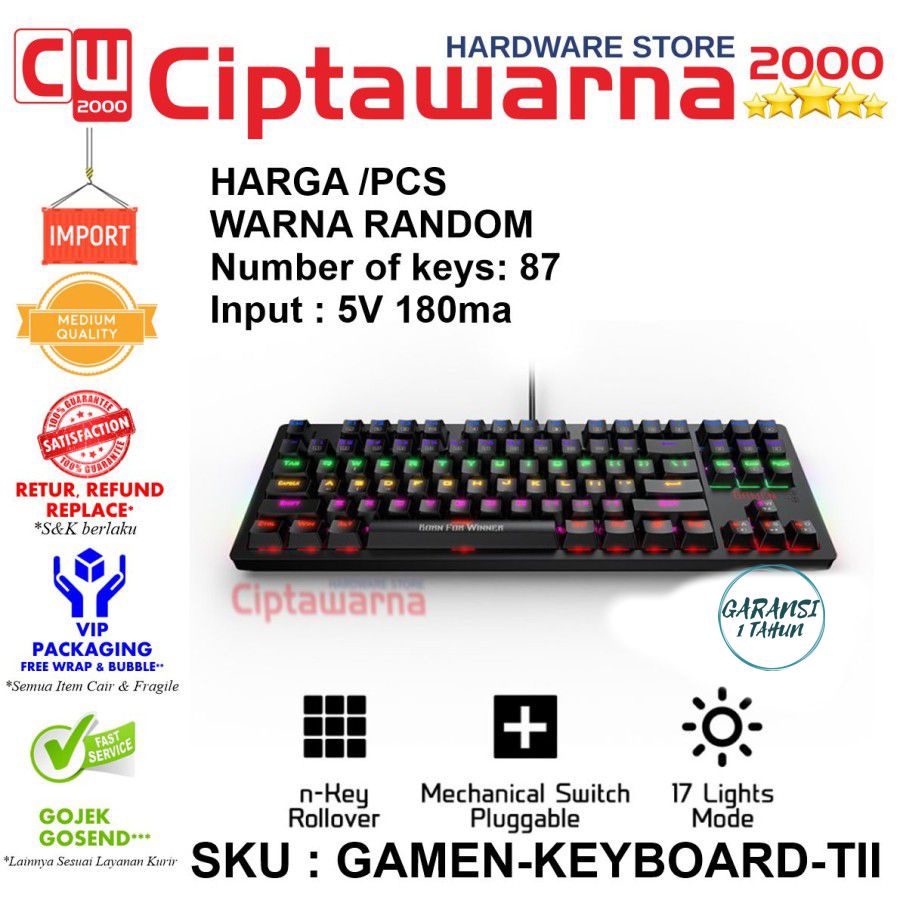 Jual GAMEN Titan II Keyboard gaming Mechanical Komputer Gaming - WOOK ...