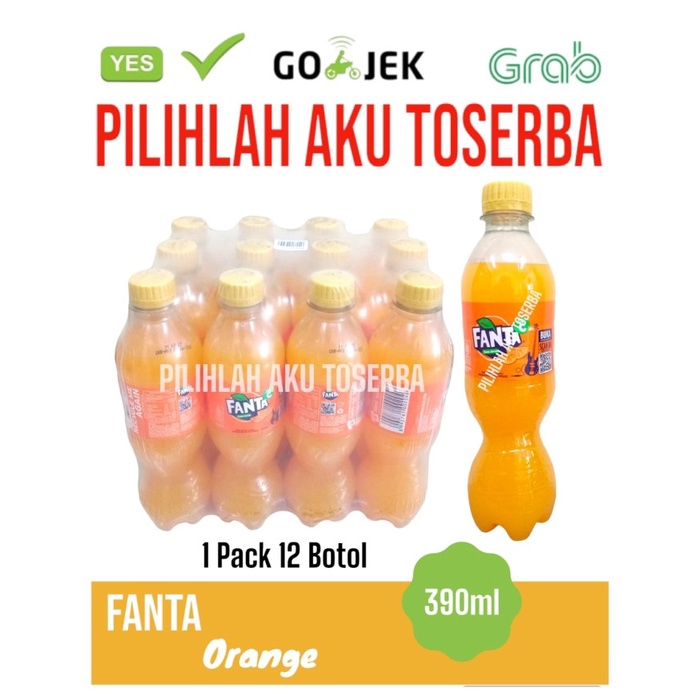 Jual Fanta ORANGE BOTOL PET 390 ml - ( HARGA 1 PACK ISI 12 ) | Shopee Indonesia