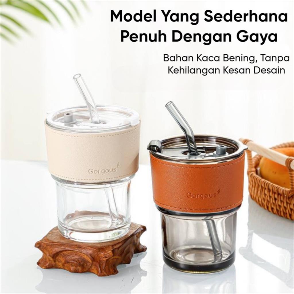 Jual 400ML Tumbler Kopi Aesthetic Tumbler Kaca Sedotan Anti Tumpah Coffee Cup Gelas Botol Minum ...