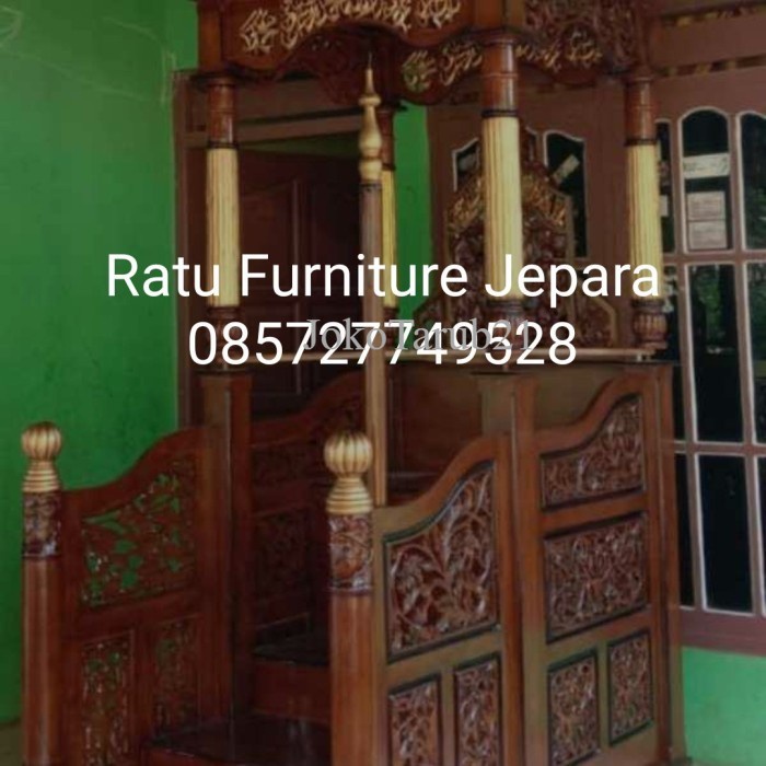 Jual mimbar masjid kayu jati tiang full ukir jepara murah | Shopee ...