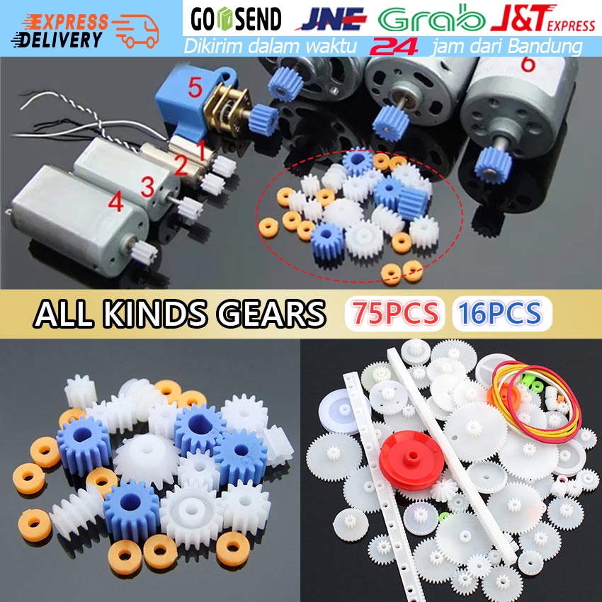 Jual 75 Pcs/Set Roda Gigi Plastik DIY / Rak Katrol Sabuk Worm Tunggal ...