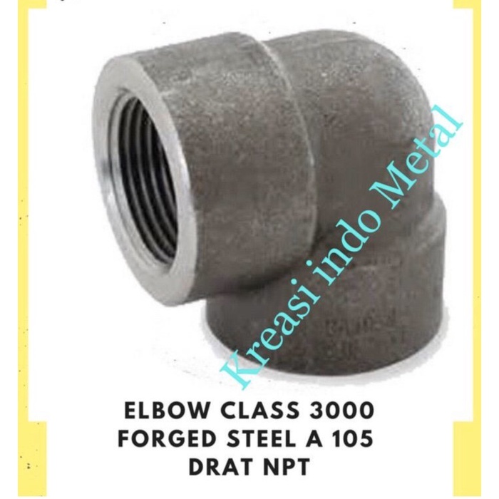 Jual 1 1/2 1,5 inch 11/2 Elbow / knee class 3000 Drat NPT ; 90’ Besi ...