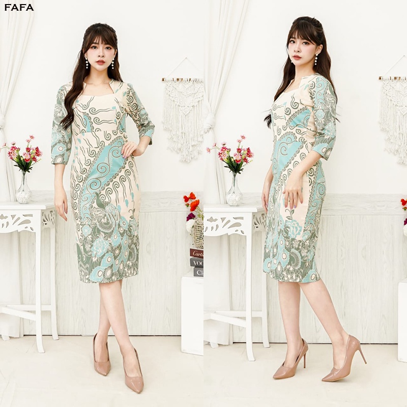 Jual Evercloth Fafa Dress Batik Modern Wanita Gaun Terusan Jumbo Shopee Indonesia