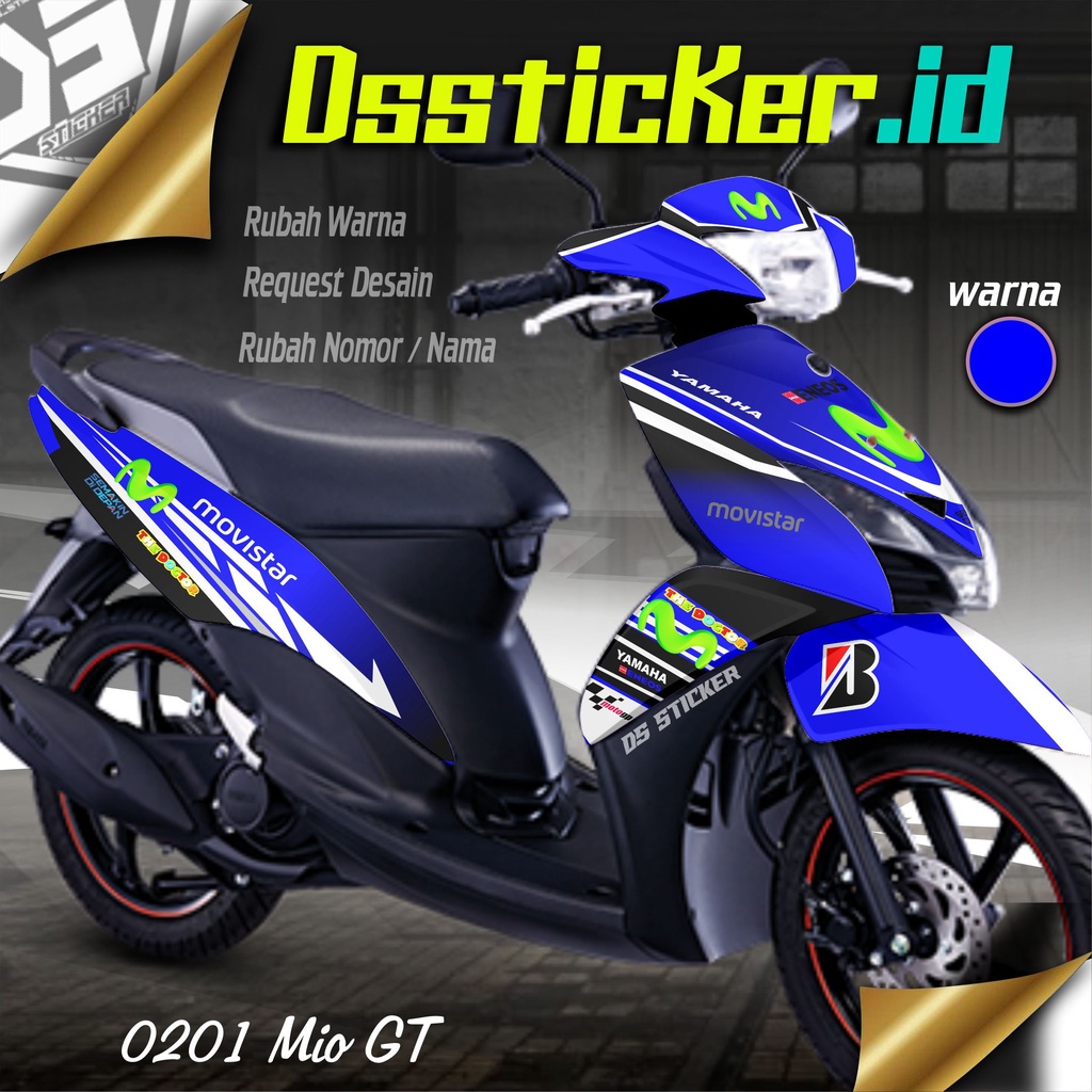 Jual ID 0201 Decal Stiker Mio GT Biru Movistar Striping Full Body ...