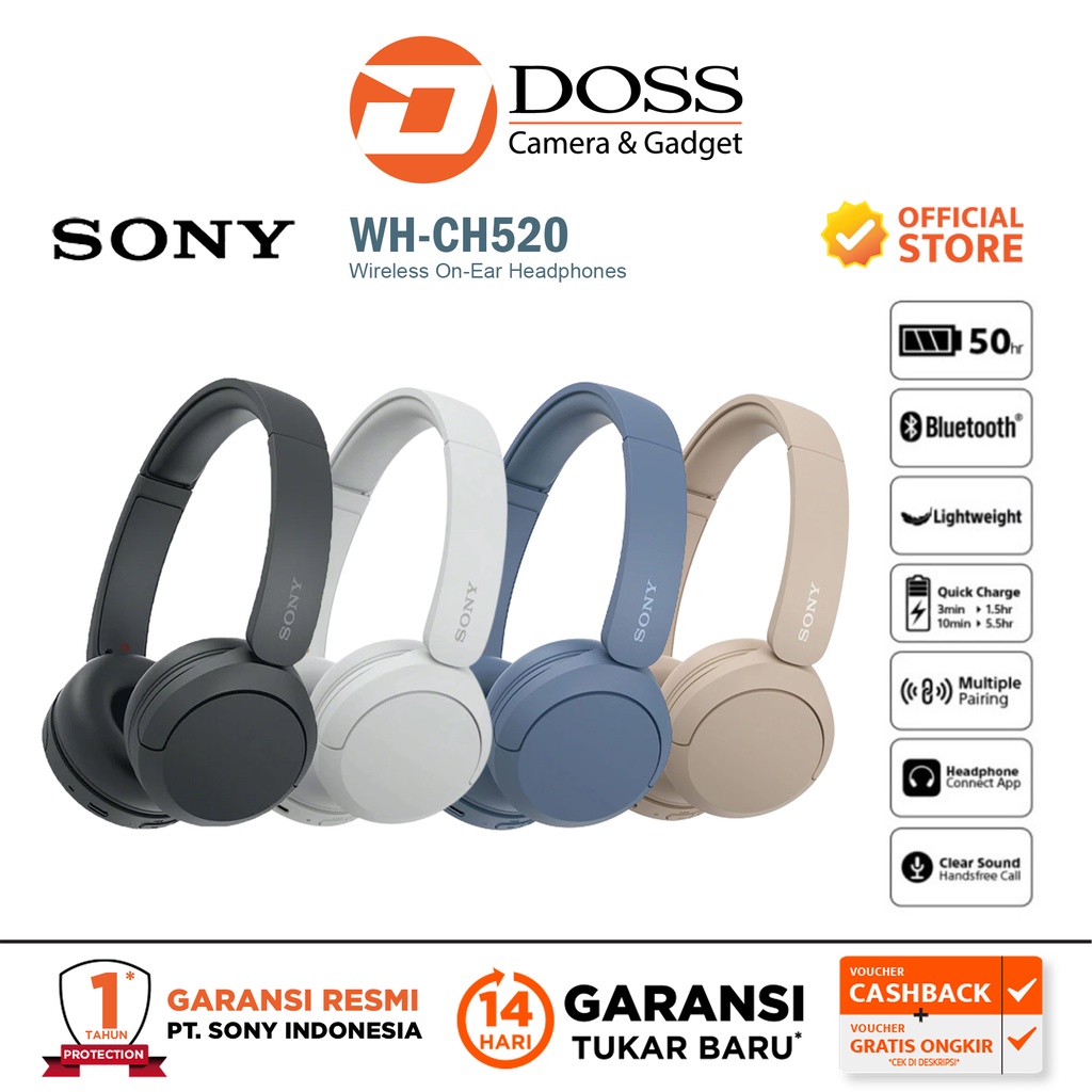 Jual Sony WH-CH520 Wireless Headphone Sony WHCH520 CH 520 Headphones | Shopee Indonesia
