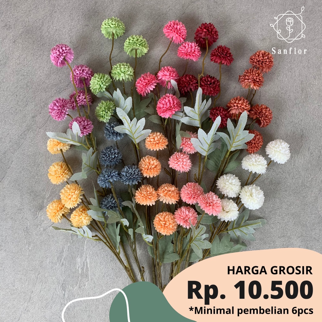 Jual BUNGA POMPOM K5 ARTIFICIAL FLOWER BAHAN KAIN PINGPONG CHRYSAN ...