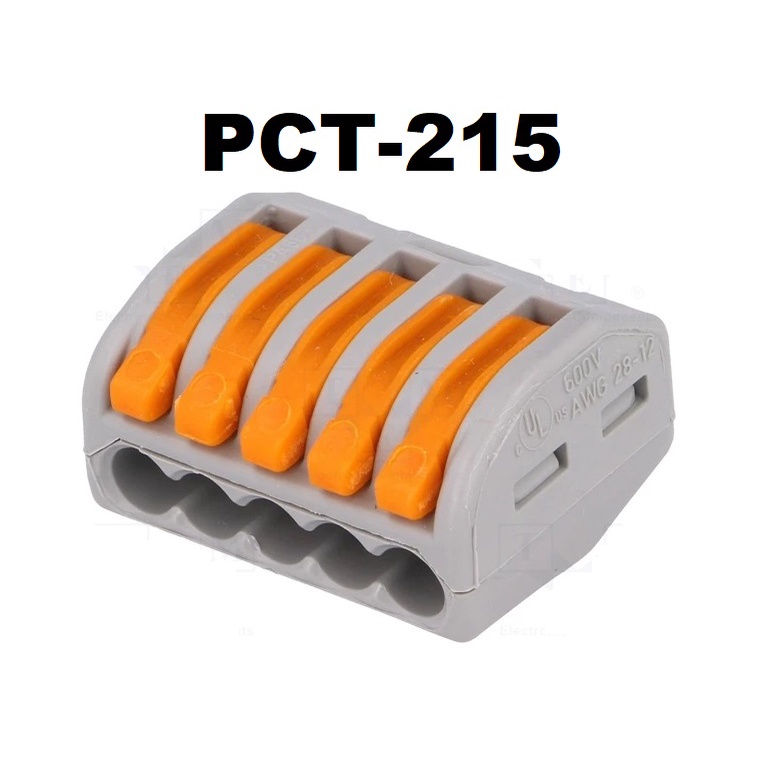 Jual PCT-215 WAGO Connector 5 Wire Compact Terminal Block Lever Cage ...
