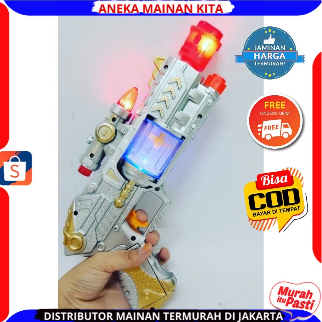 Jual PROMO F987 Jumbo pistol mainan anak pistol baterai PISTOL LASER ADA LAMPU DAN BUNYI ...