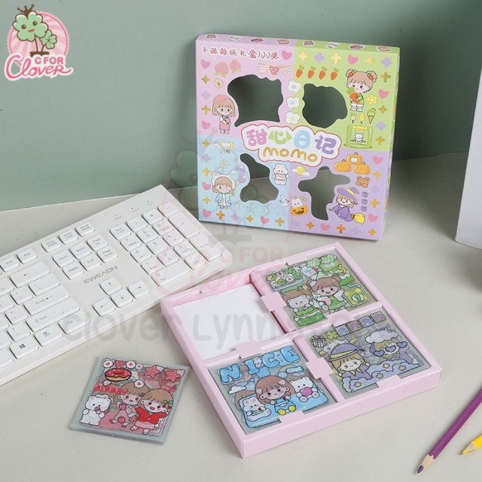 Jual STICKER SET KAWAII MOMO ISI 100 / STICKER VIRAL / Sticker Anti Air ...