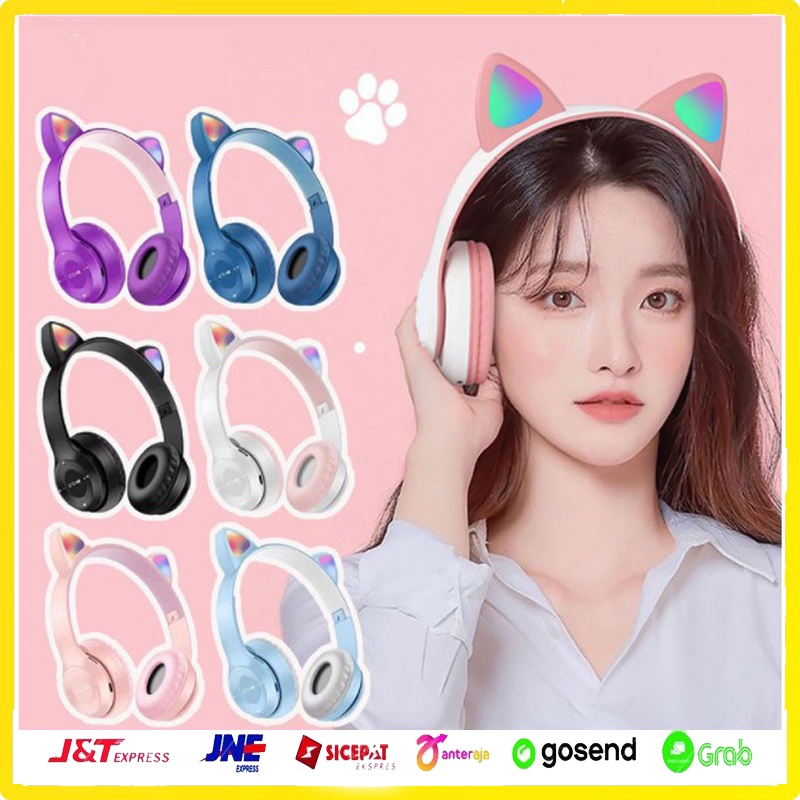 Jual CAT EARS HEADSET headphone Hf bando telinga kucing P47m LED BANDO ...