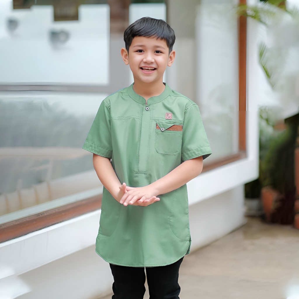 Jual Baju Koko Kurta Anak Laki-laki Terbaru dan Trendi Lengan Pendek Sage Green | Shopee Indonesia