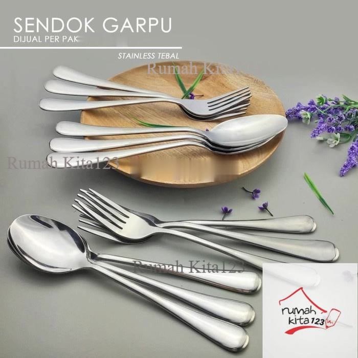 Jual Sendok Garpu Stainless GANOM TEBAL PREMIUM 6PCS | Shopee Indonesia
