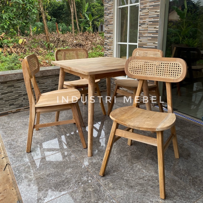 Jual Promo PROMO !!! Set Meja Makan Kursi Ropan Rotan Jok tidak pakai Finishing - Kursi Cafe ...