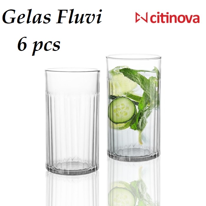Jual Citinova Gelas Minum Kaca Fluvi (6 pcs) | Shopee Indonesia