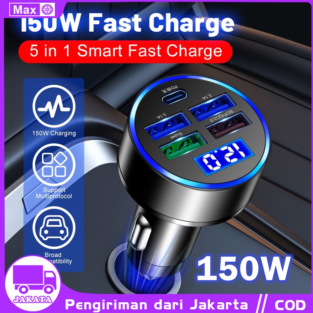 Jual Adapter Charger Mobil 4 Port Usb Tipe-c Fast Charging Untuk Iphone ...