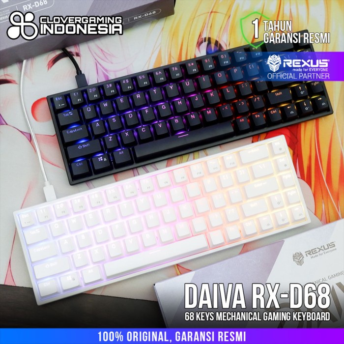 Jual Rexus DAIVA RX-D68 RGB - Mechanical Gaming Keyboard - Putih, Blue ...