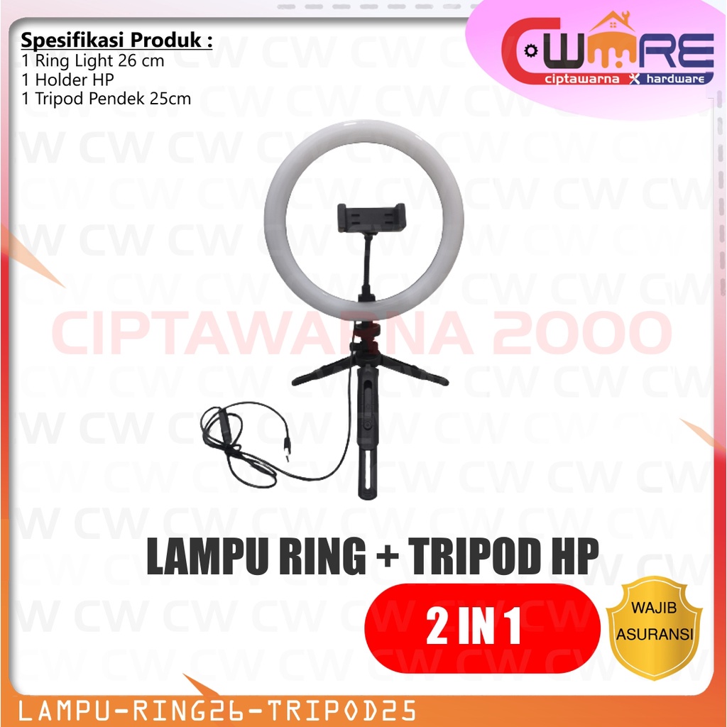 Jual Paket Tripod 26cm Lampu Ring Light Led 26cm 10inc Selfie Tiktok