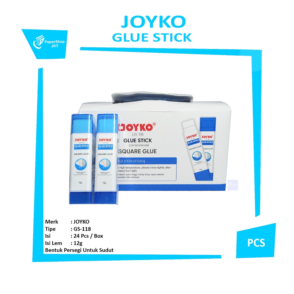 Jual JOYKO - Lem Kertas Glue Stick GS-118 Square Glue - Pcs | Shopee ...