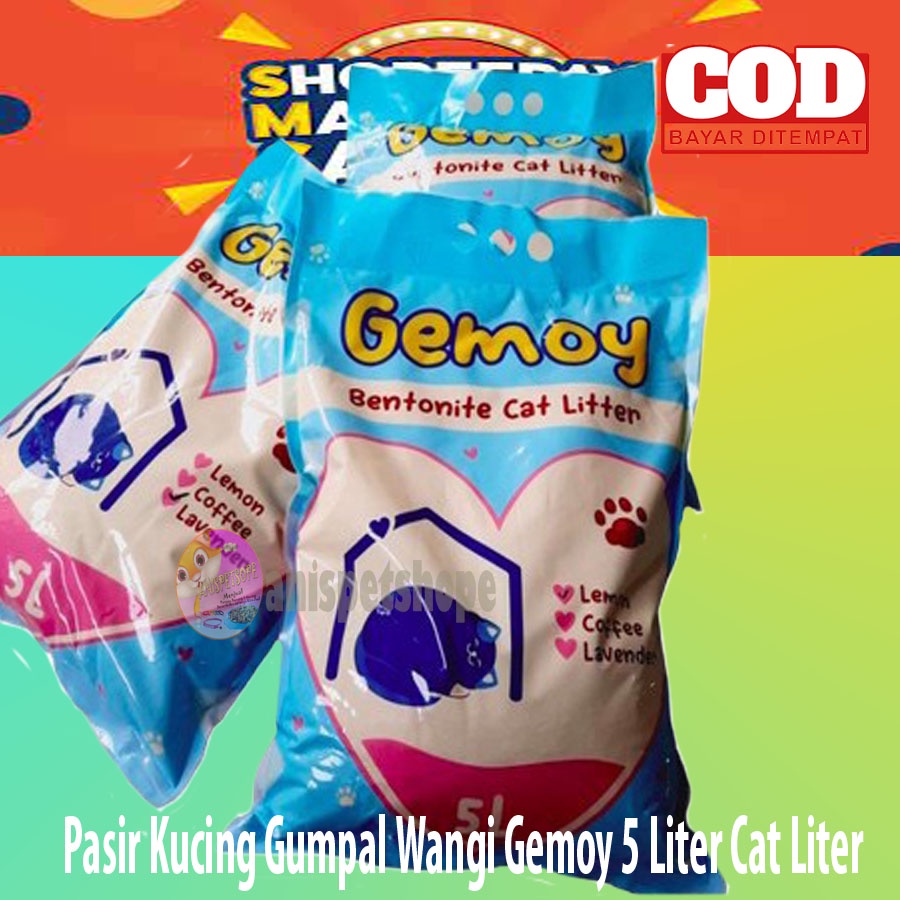 Jual Pasir Kucing Gumpal Wangi Gemoy 5 Liter Cat Liter / Pasir Kucing ...