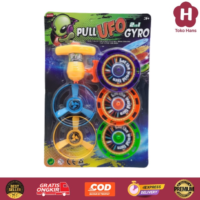 Jual HTH Mainan Anak Game Gangsing Pull Ufo Gyro 2 IN 1 Speed Top Flyer ...