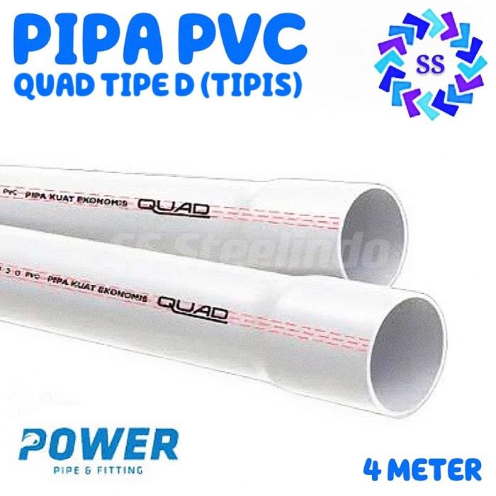 Jual PIPA PRALON AIR PVC (QUAD POWER) PUTIH MURAH TIPE D (TIPIS) | Shopee Indonesia