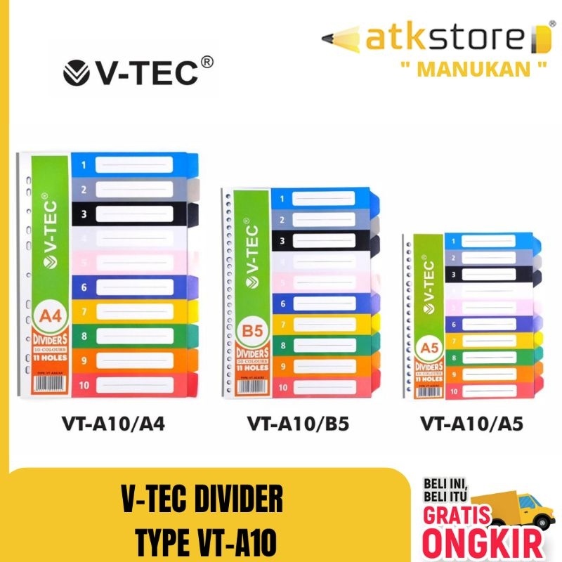 Jual Pembatas Binder Loose Leaf Cardboard angka abjad Divider V-tec VT ...