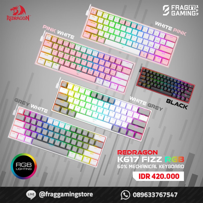Jual Redragon / Reddragon K617 RGB / K617RGB 60% FIZZ Mechanical ...