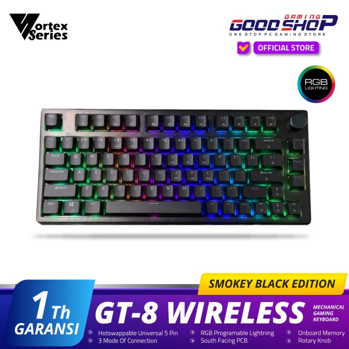 Jual VortexSeries GT-8 Wireless Smokey Black Edition Mechanical ...