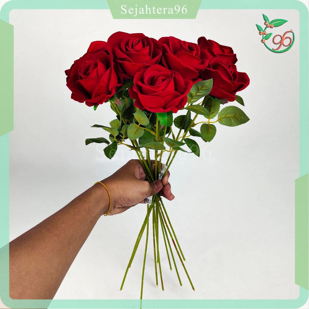 Jual Rose Bludru Bunga Mawar Panjang Tangkai 50cm Imitasi kain ...