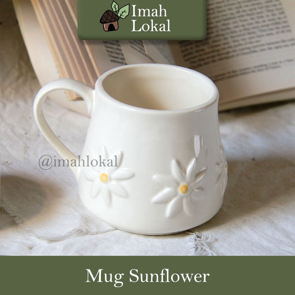Jual Mug Keramik Estetik Motif Sunflower WL Bunga Daisy Cups Gelas ...