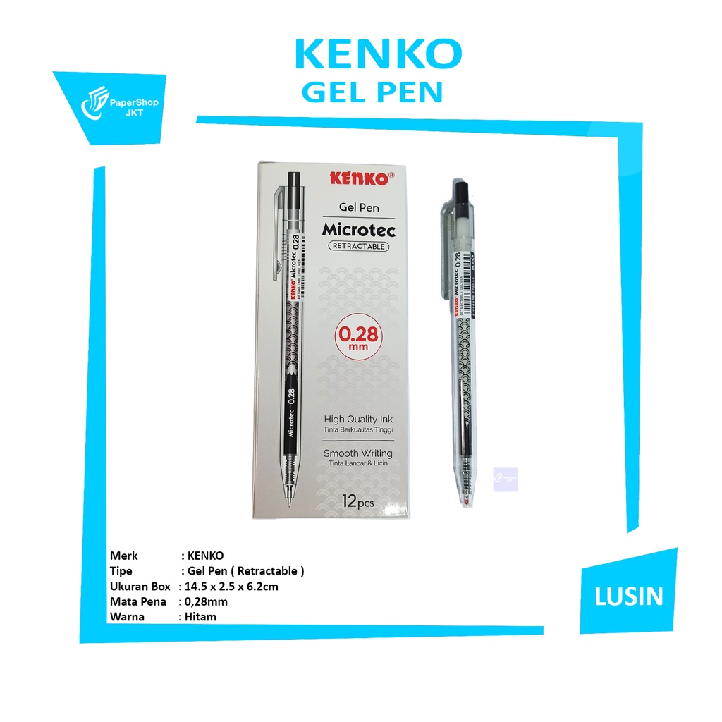 Jual KENKO - Pulpen Jel Gel Pen Microtech 0.28 - Black - Lusin | Shopee Indonesia