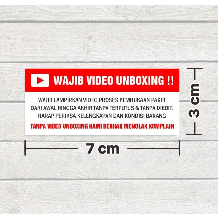 Jual Stiker Label Wajib Video Unboxing Pengiriman Paket 7 x 3 cm (1 ...