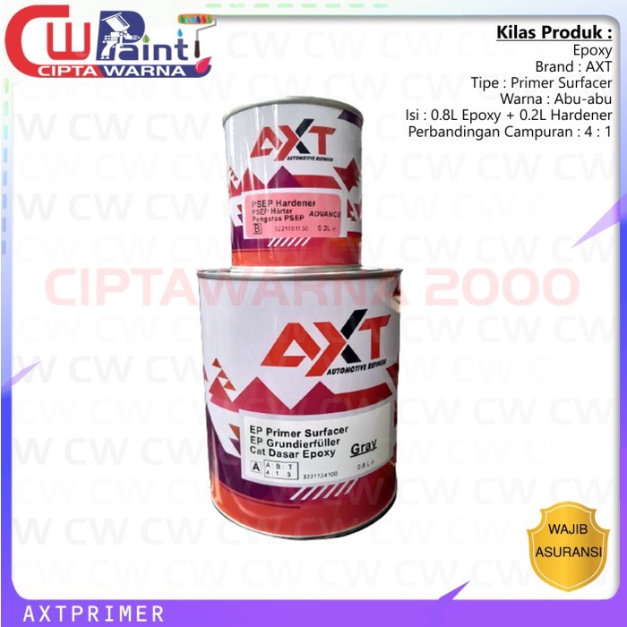 Jual Epoxy primer surfacer AXT Cat dasar epoksi kendaraan 1 Liter set 4 ...