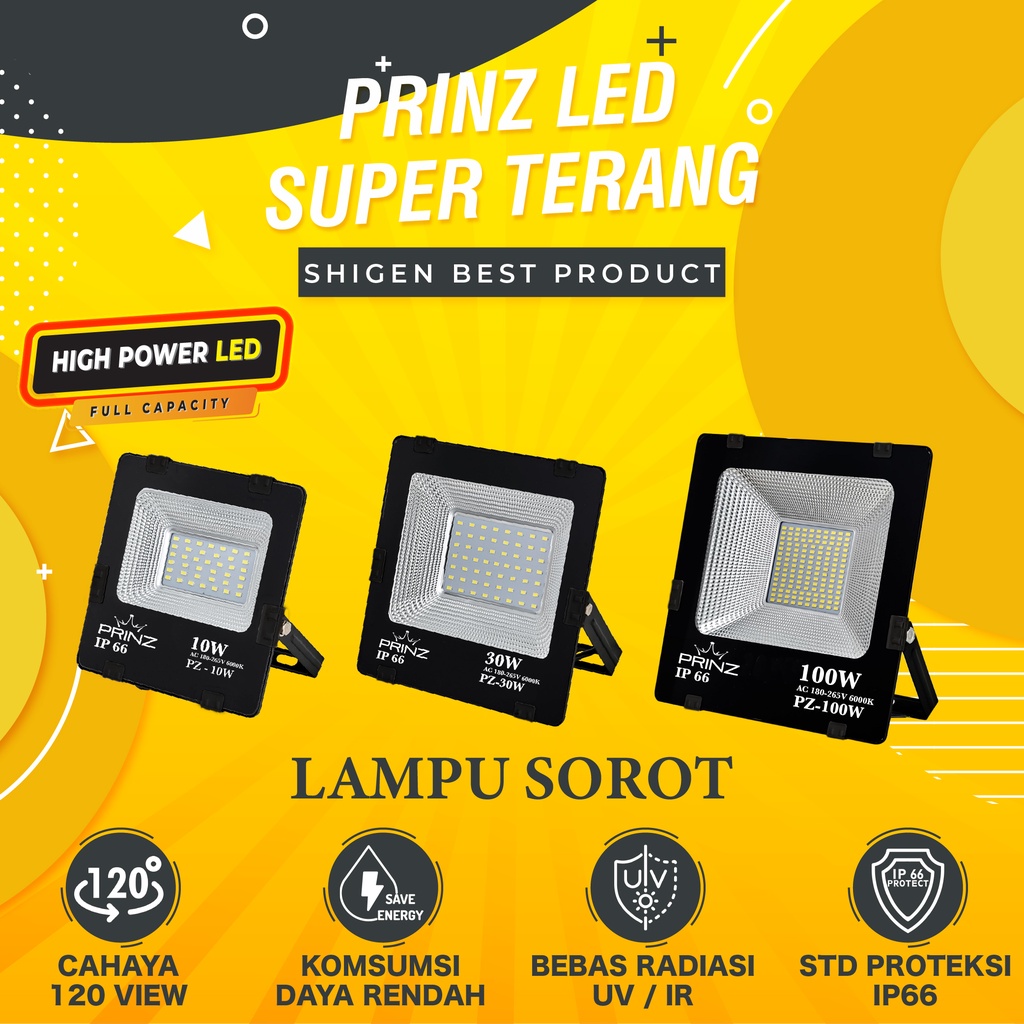 Jual Lampu Sorot/Flood Light/ Prinz Halogen HI QUALITY LED SDM IP66 ...