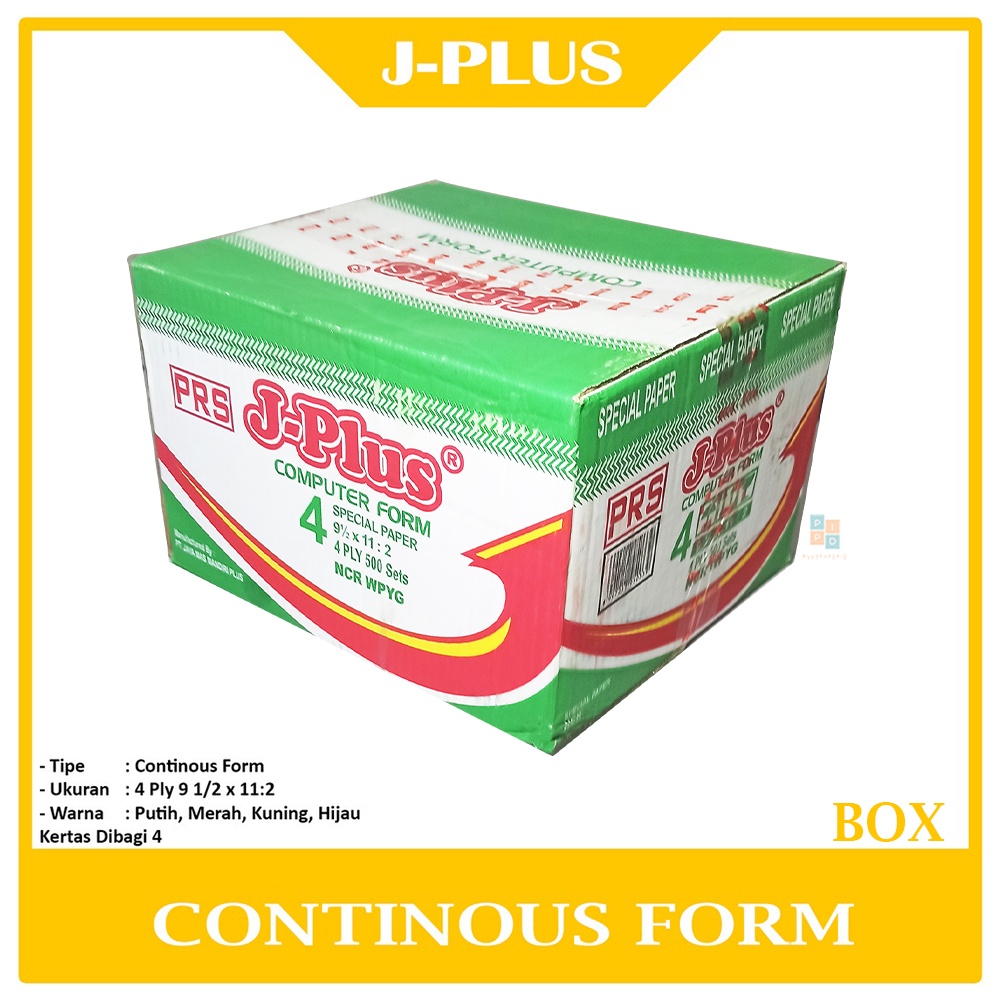 Jual J-PLUS - Continous Form 91/2 x 11 4 Ply/2 NCR Kertas Komputer ...